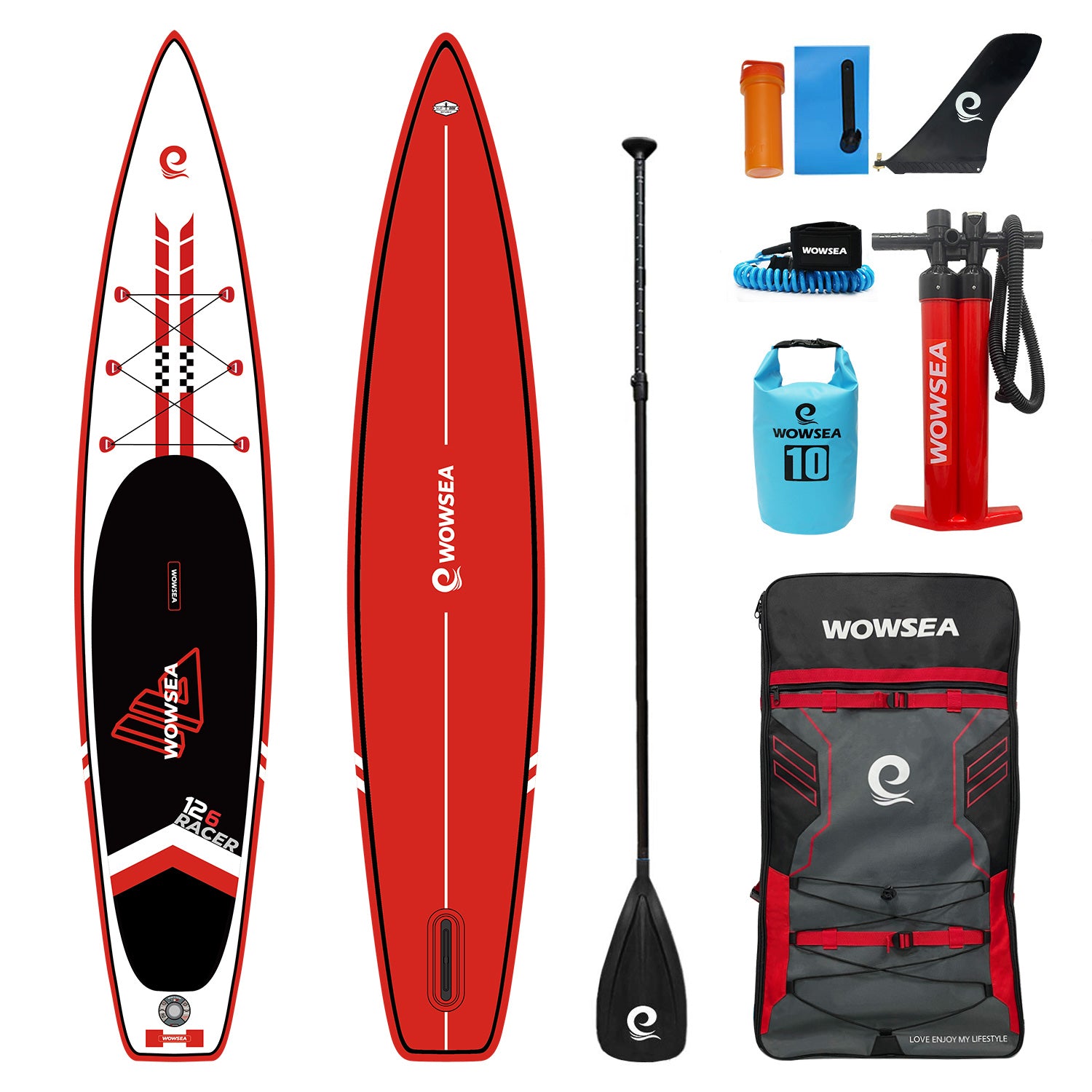 WOWSEA 12'6"/384cm Racer R1 Inflatable Stand Up Paddle Board ...